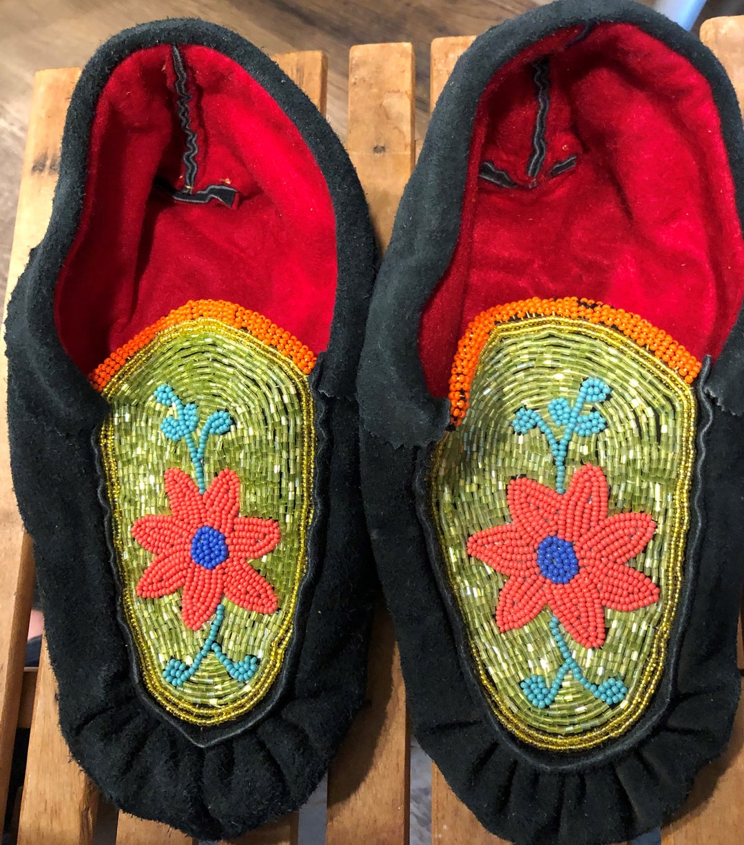 Native American Moose Hide Beaded Moccasins - Native American Arts and ...