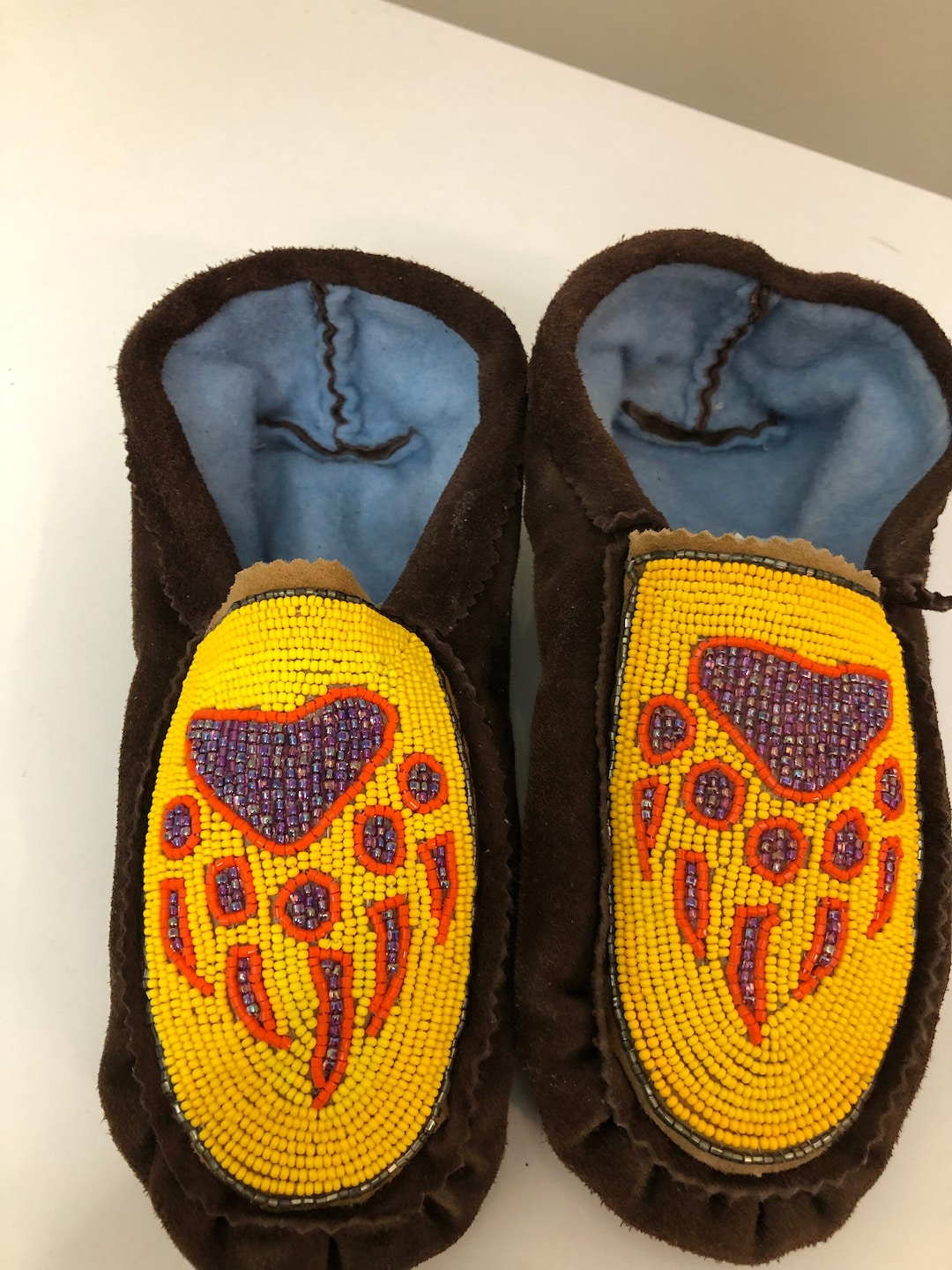 Native American Moose Hide Bear Claw Design Beaded Moccasins - Native ...