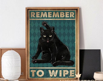 Remember to Wipe Cat Poster - Etsy