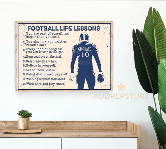 Football Life Lessons Poster Personalized Football Poster | Etsy