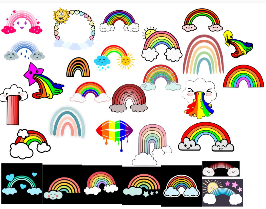 BUNDLE Rainbow Theme 112 Files SVG Dxf Eps Png Cricut Silhouette - Etsy