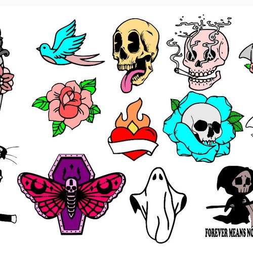 BUNDLE Tattoo Flash 60 Files SVG Dxf Eps Png Cricut Silhouette - Etsy