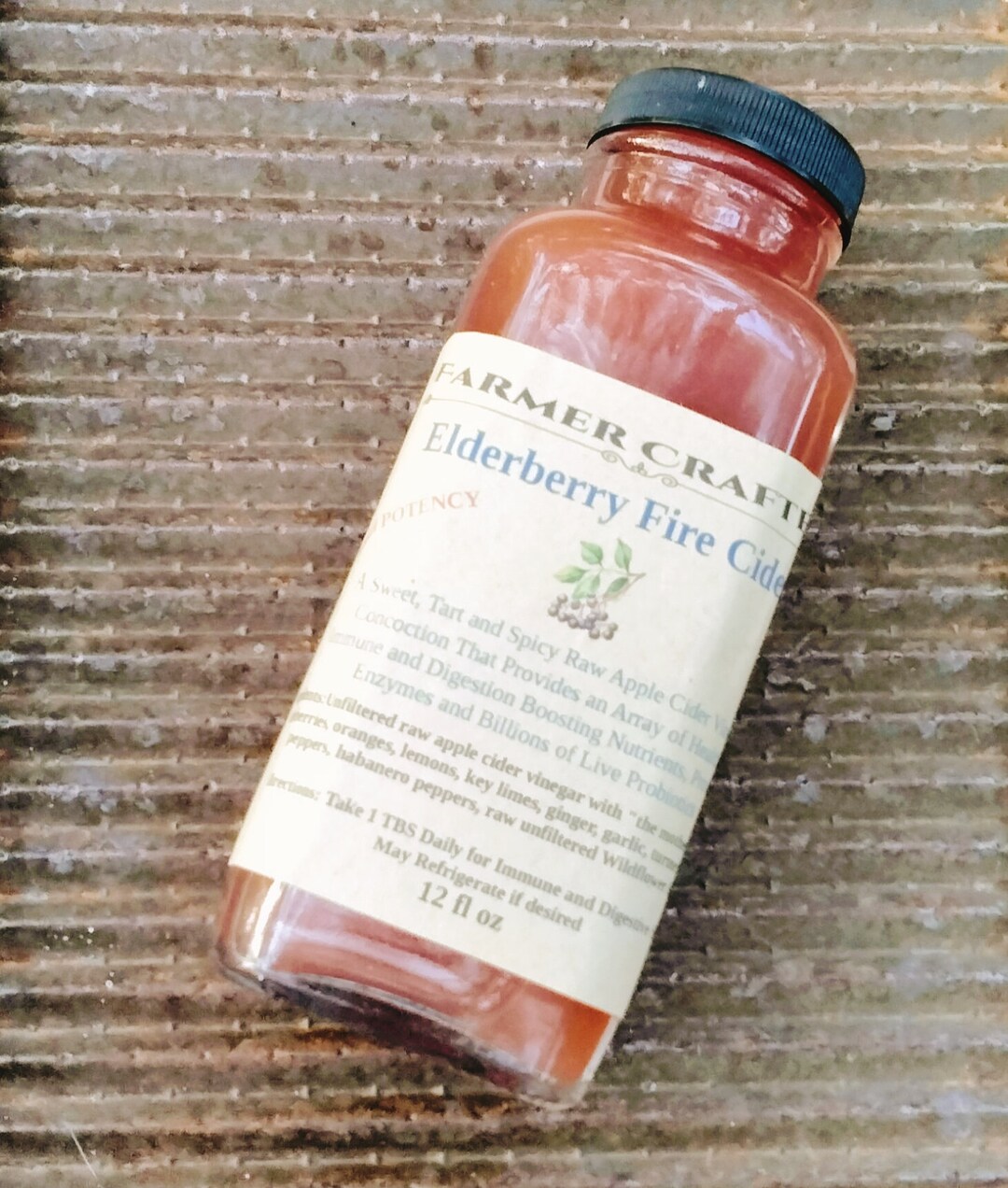 Elderberry Fire Cider Tonic High Potency, Made on Our Beyond Organic Family Farm, Wild Picked ...