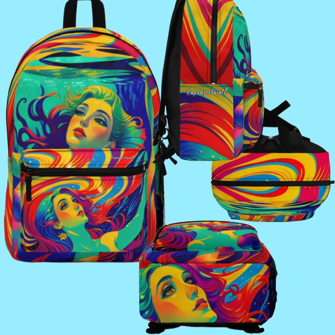 Rainbow Mermaid Fantasy Waterproof Backpack Great Gift for Ocean Lovers ...
