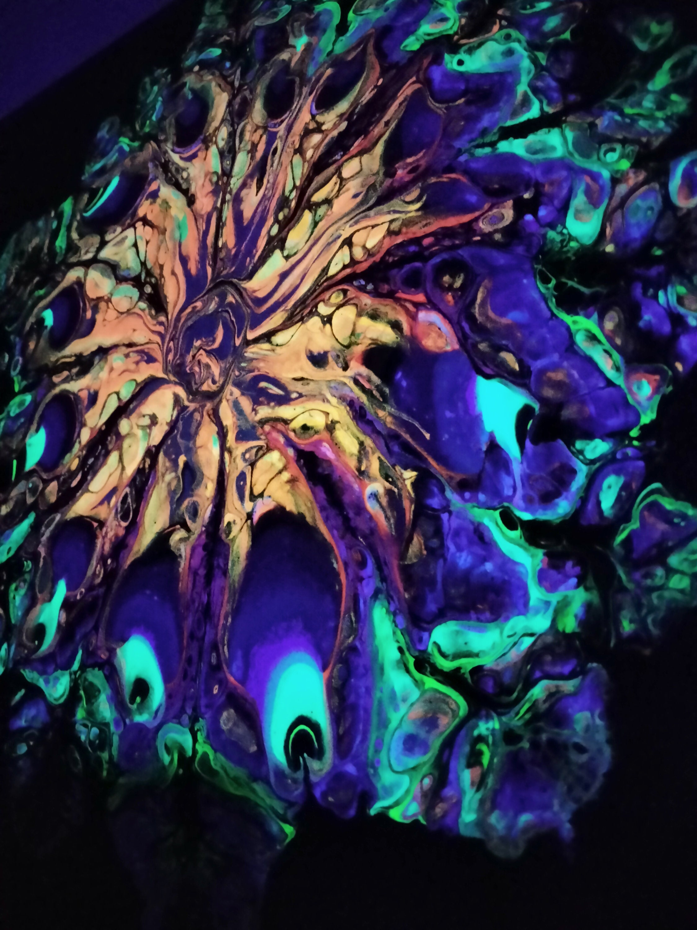 Original Abstract Blacklight Painting 'seastar' Glows in the Dark UV ...