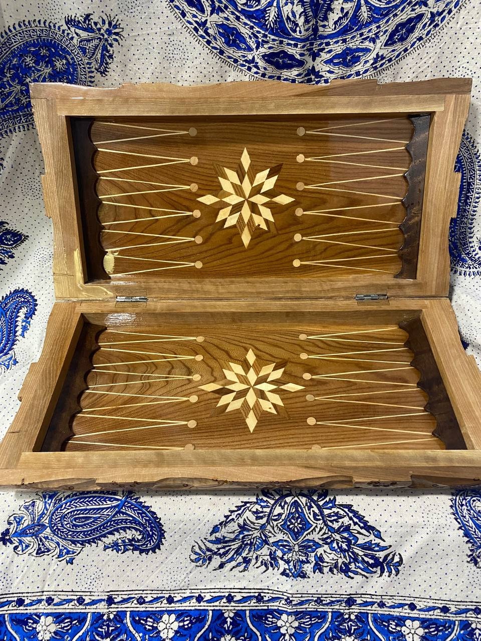Handmade Natural Wood Backgammon Set With Chess Board - Etsy