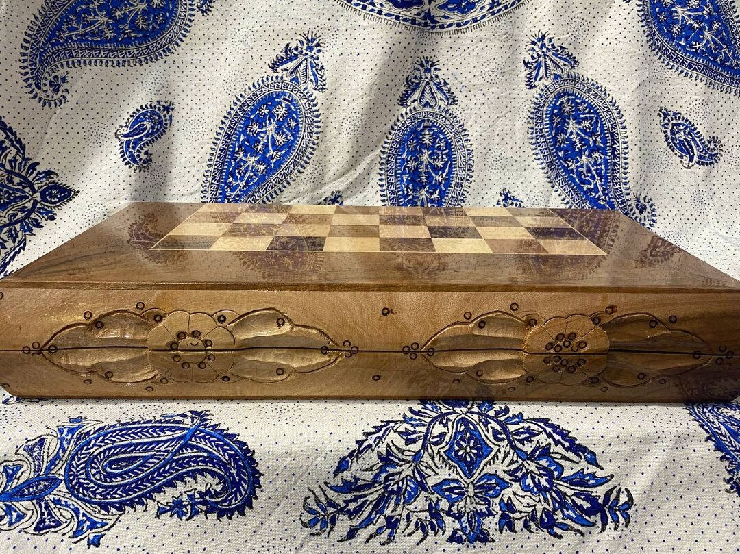 Handmade Natural Wood Backgammon Set With Chess Board - Etsy