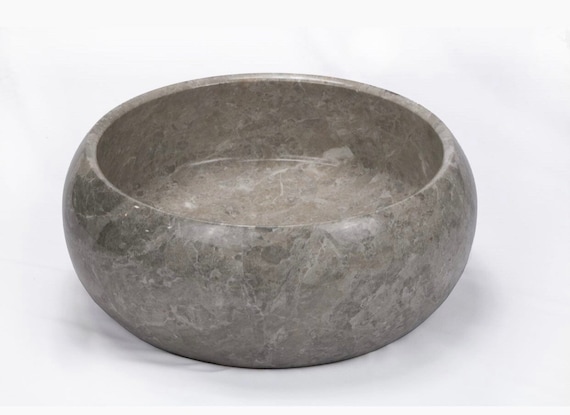 Grey Marble Rolling Stone Vanity Vessel Sink - Etsy