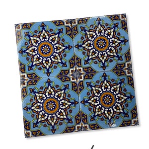 Handmade Traditional Geometric Floral Design Persian Ceramic Tile ...