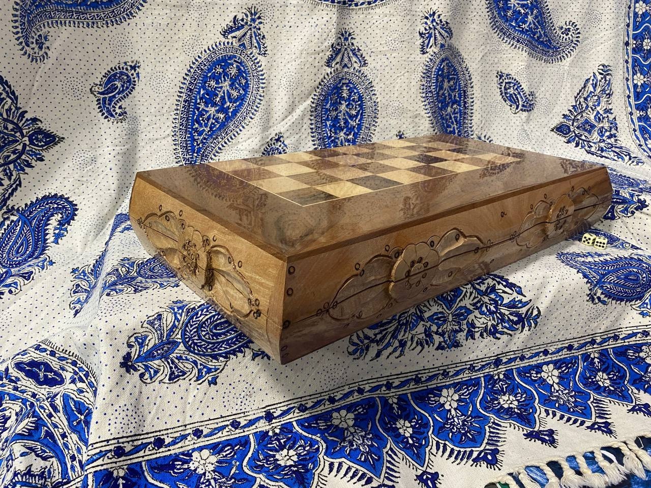 Handmade Natural Wood Backgammon Set With Chess Board - Etsy