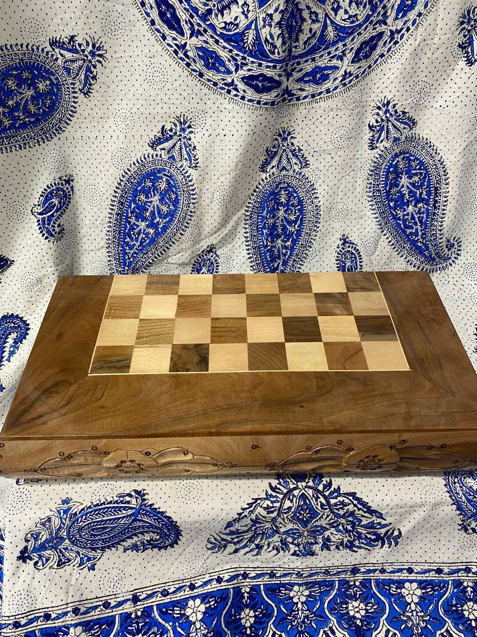 Handmade Natural Wood Backgammon Set With Chess Board - Etsy
