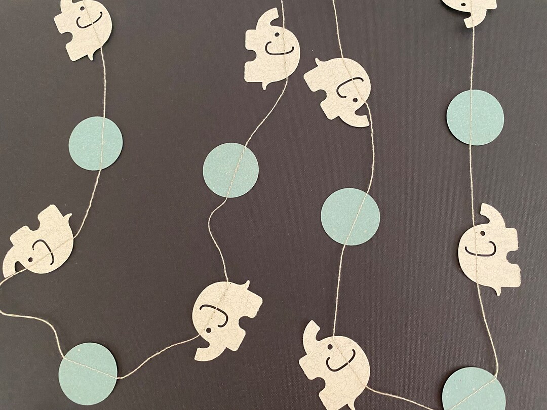 Baby Shower Elephant Garland 150 Cm Green Gray Sewn From - Etsy