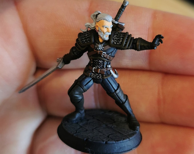 Witcher Dnd Geralt of Rivia Hand-painted 3D Miniature Mini Fighter ...