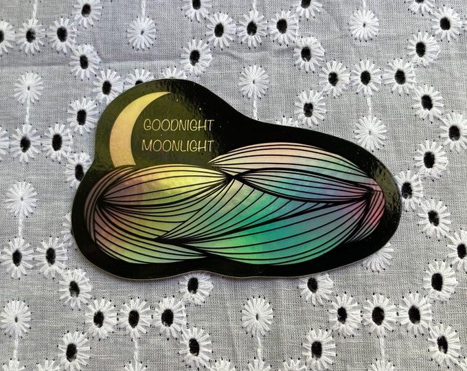 Moon and Sky Holographic Sticker, Goodnight Moonlight, Night Sky Decal ...