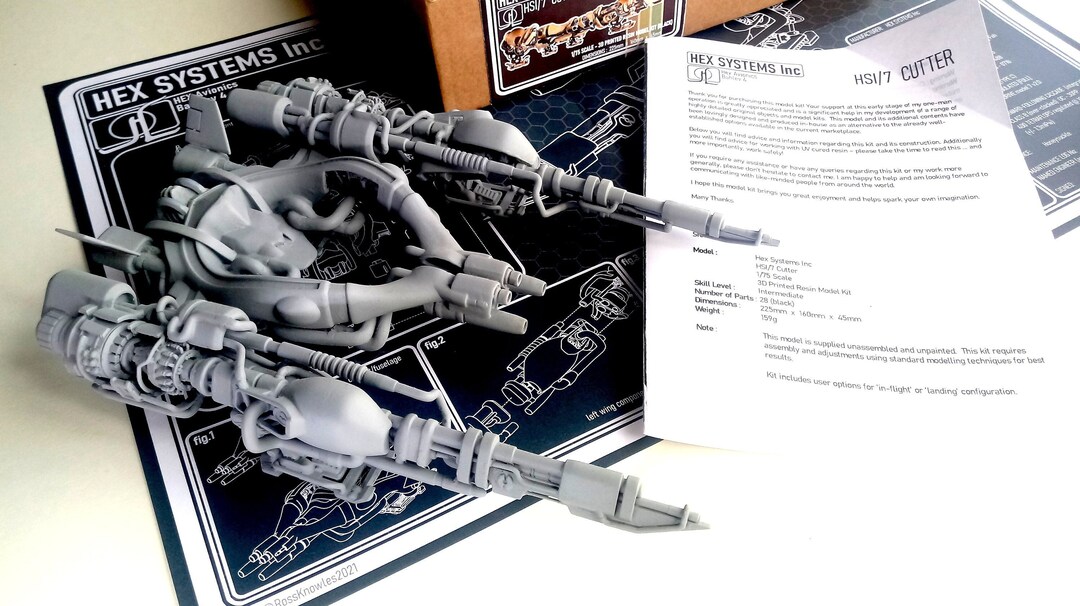 HSI/7 CUTTER - 1:75 Scale 3D Printed Spacecraft Model Kit - Etsy