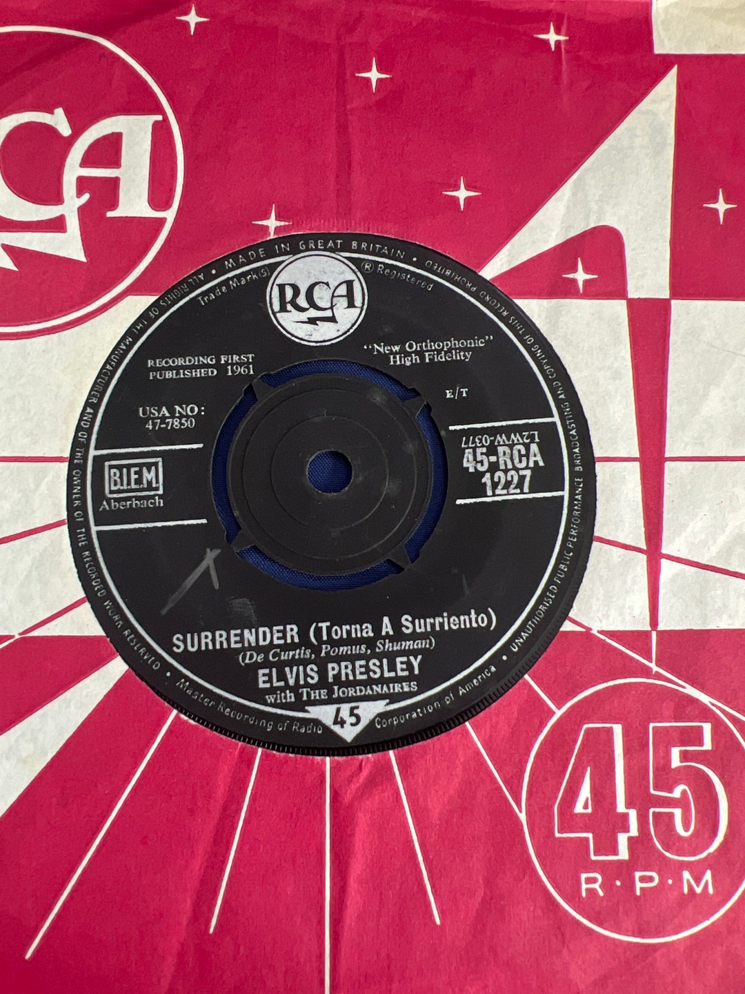 Elvis Presley, Surrender, Vinyl Single - Etsy