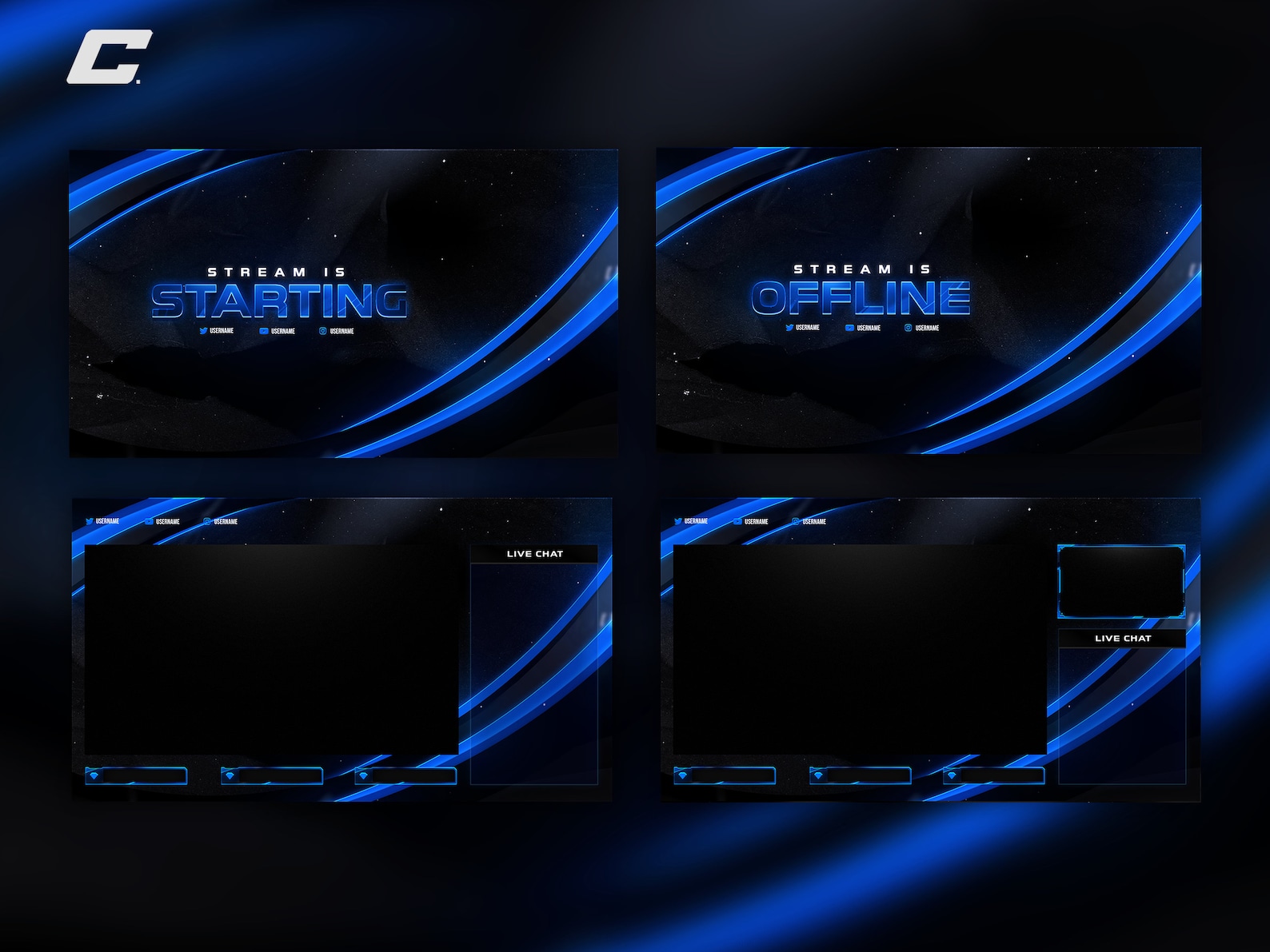 Blue Neon Animated Twitch Overlay - Complete Stream Package - Includes ...