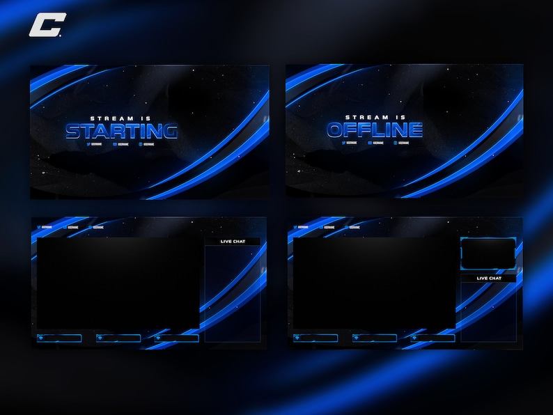 Blue Neon Animated Twitch Overlay - Complete Stream Package - Includes ...