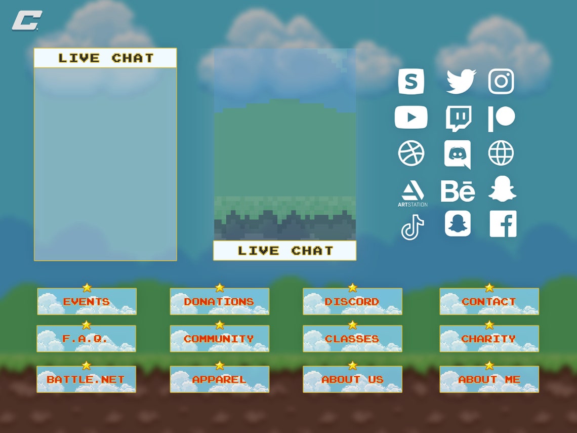 Pixel World Animated Twitch Overlay Complete Stream Package - Etsy