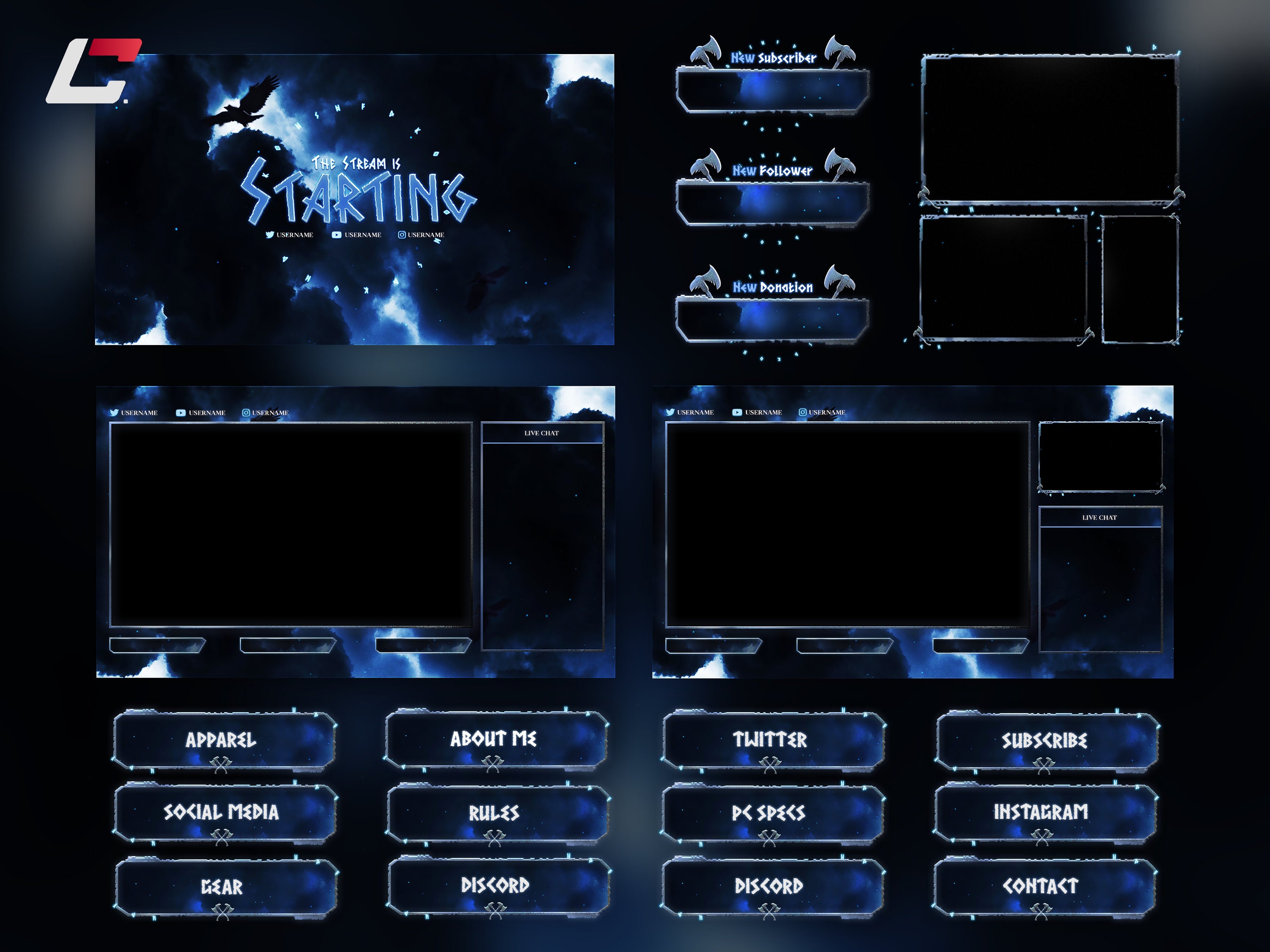 Animated Viking Twitch Stream Package: Ragnarok Overlay, Twitch ...