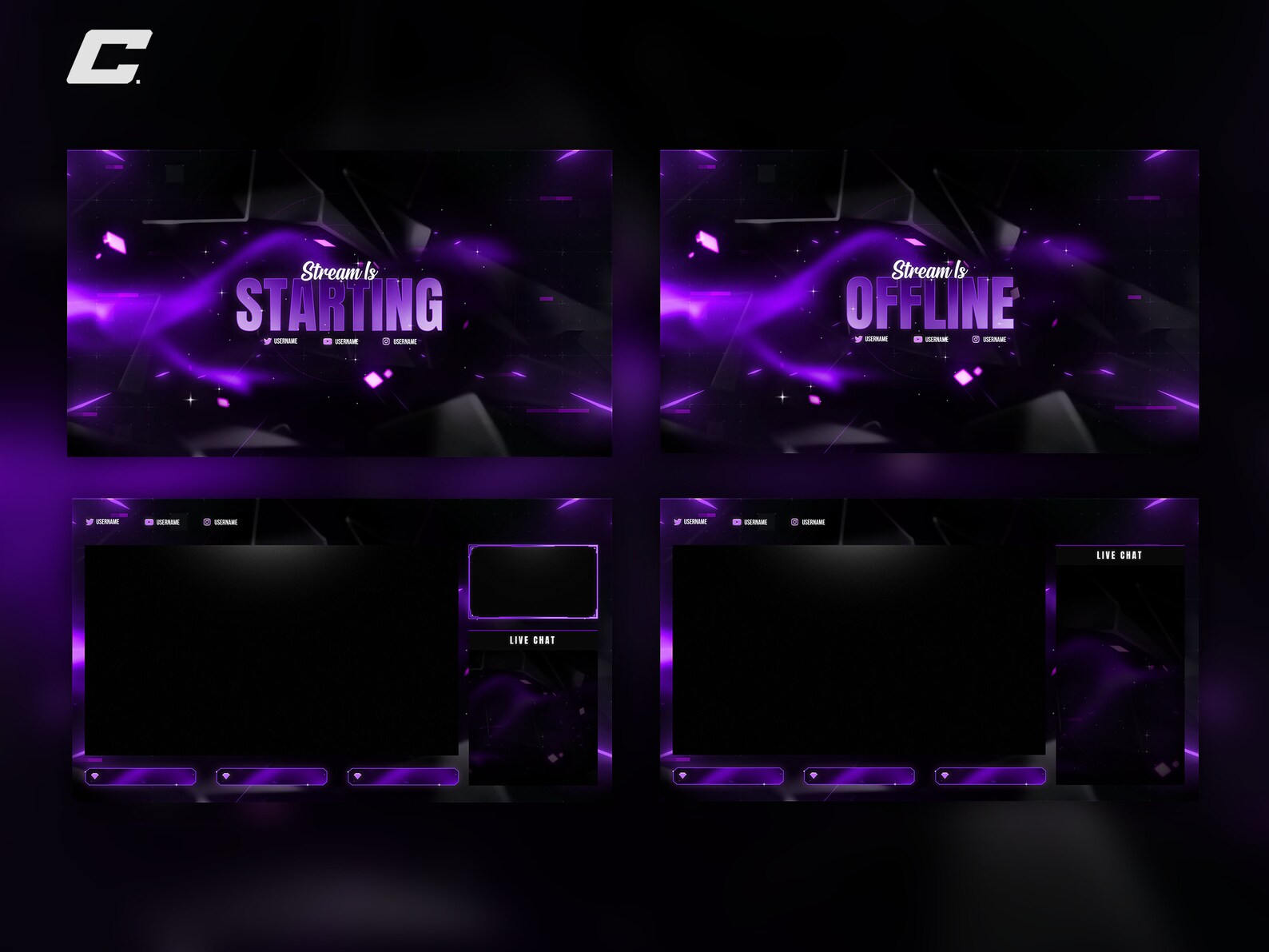 Purple Dark Neon Animated Twitch Overlay - Complete Stream Package ... Purple Dark Neon Animated Twitch Overlay - Complete Stream Package ...