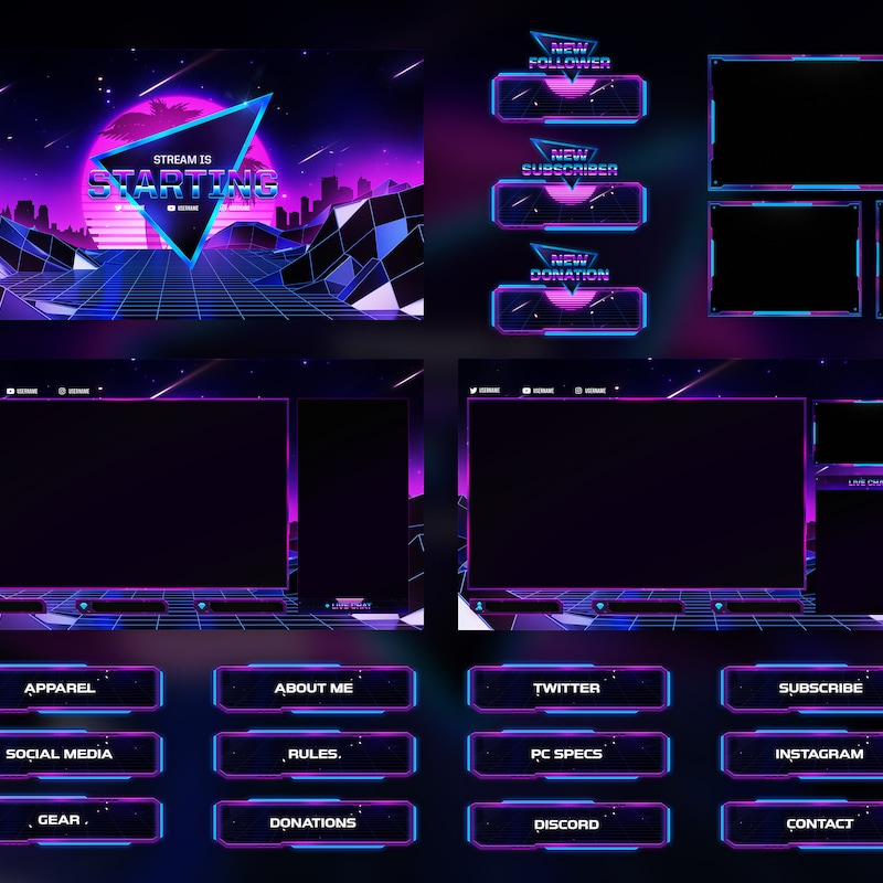 Twitch Retro Overlay Blue - Etsy
