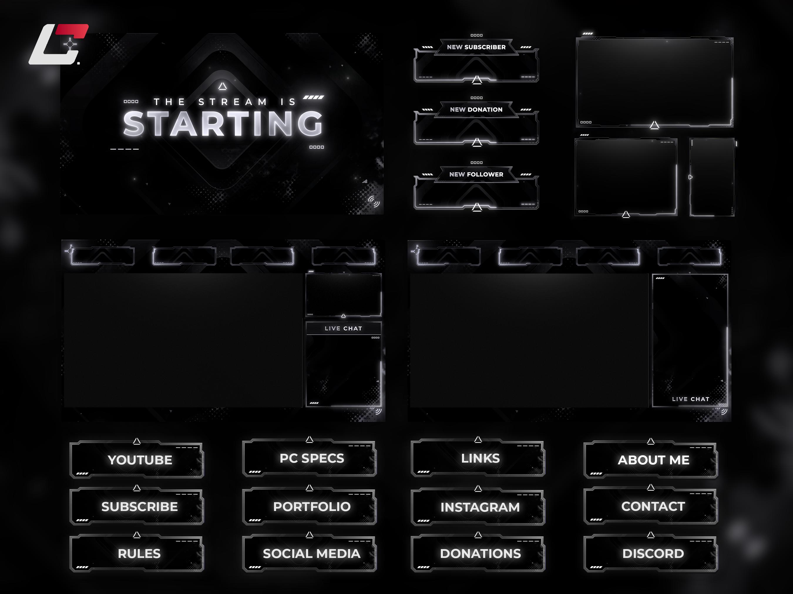 Dark Minimal Animated Twitch Overlay – Dark Stream Package – OBS ...