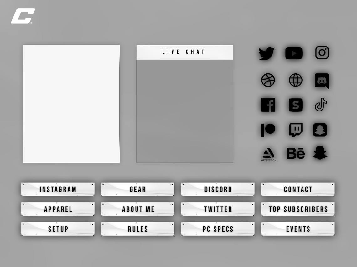 Animated Black & White Twitch Overlay - Complete Stream Package ...
