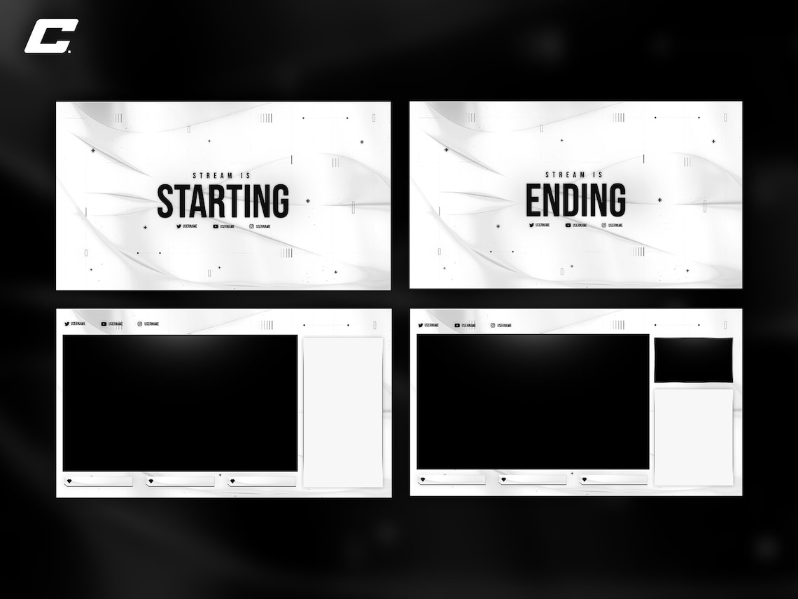 Animated Black & White Twitch Overlay - Complete Stream Package ...