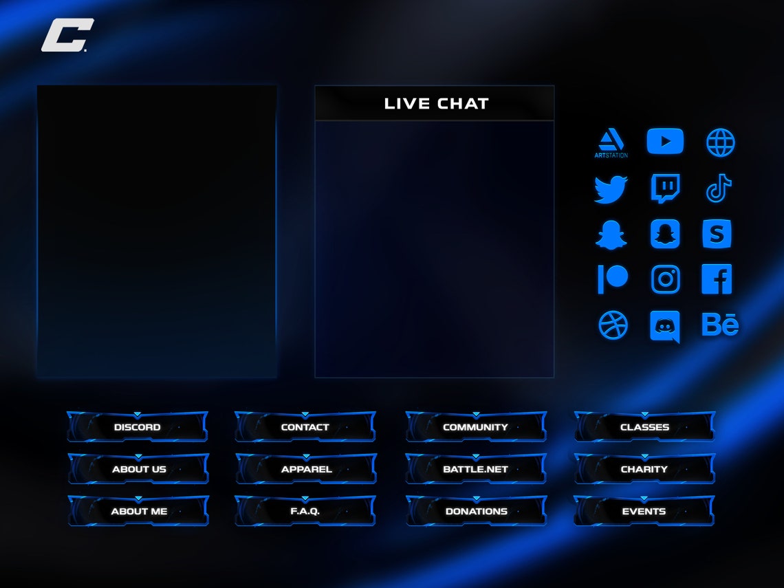Blue Neon Animated Twitch Overlay Complete Stream Package - Etsy