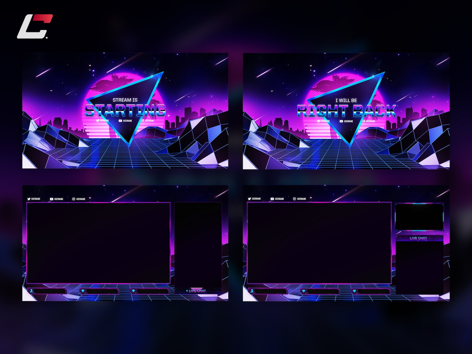 Animated Synthwave Twitch Overlays - Complete Stream Package - Includes ...