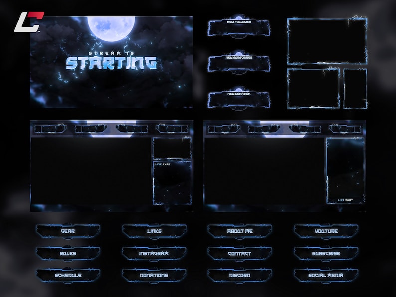 Animated Blue Thunder Twitch Overlays - Complete Stream Package ...