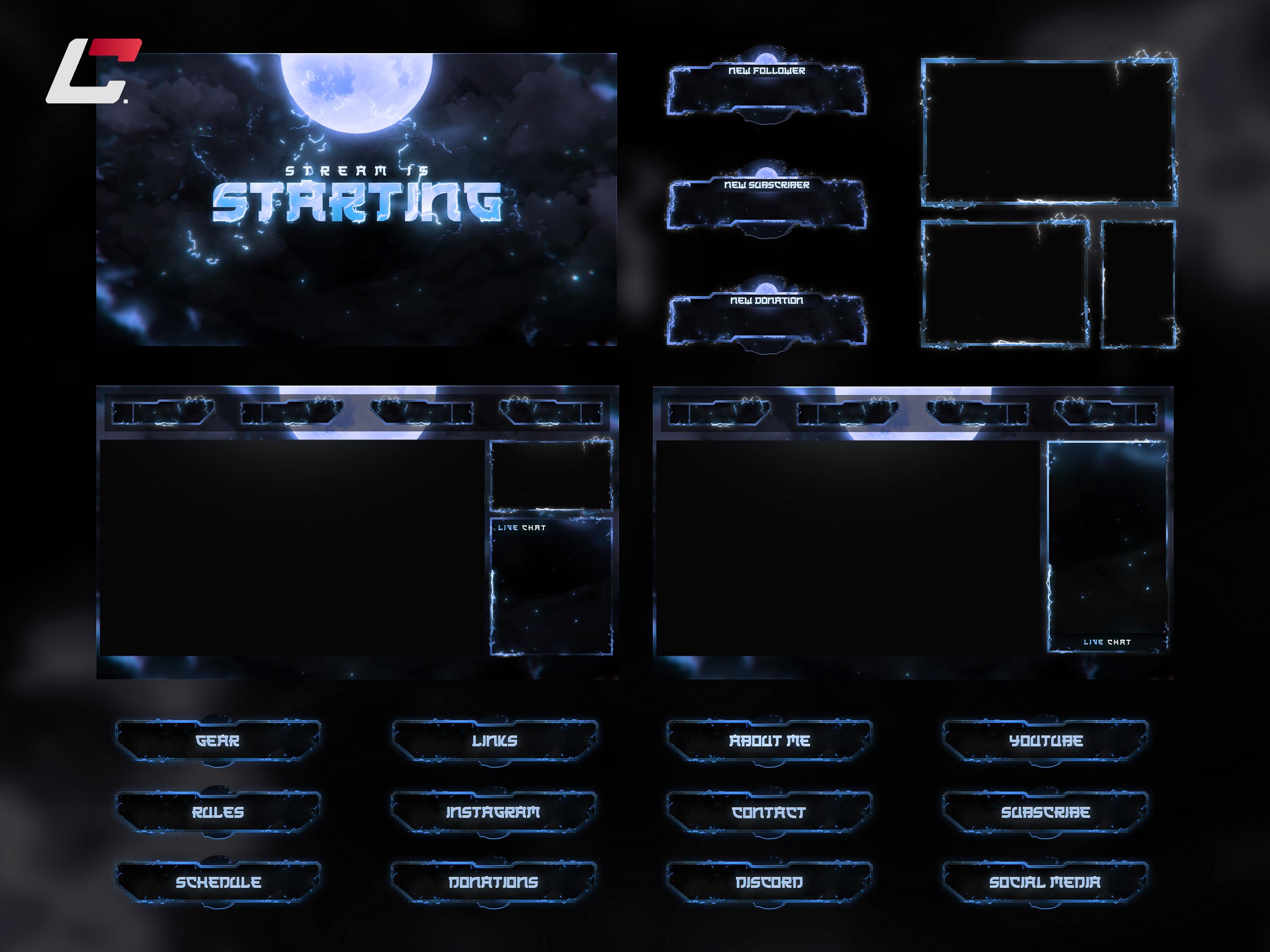 Animated Blue Thunder Twitch Overlays - Complete Stream Package ...
