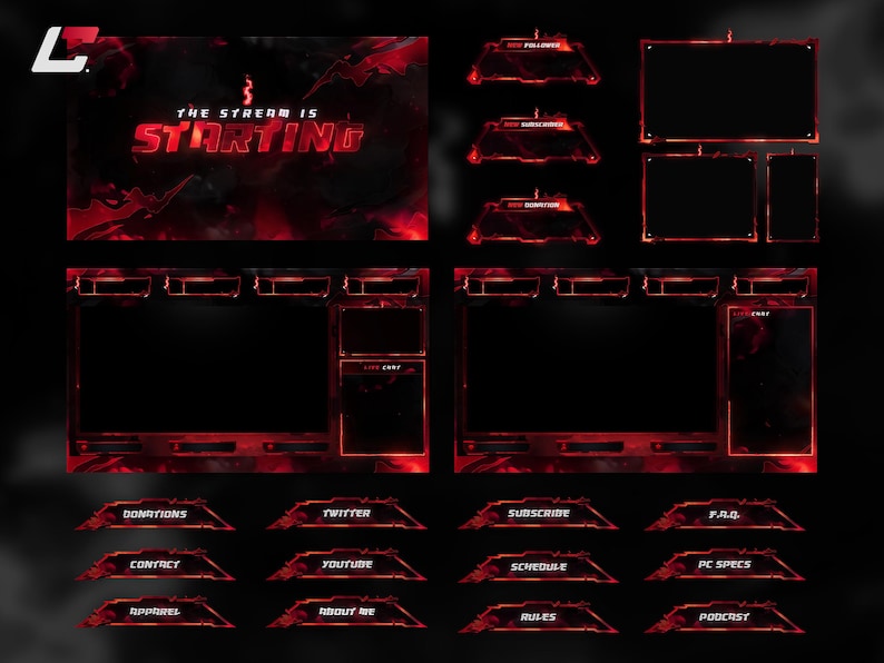 Animated Fire God Twitch Stream Package: Red Anime Overlay (source ...