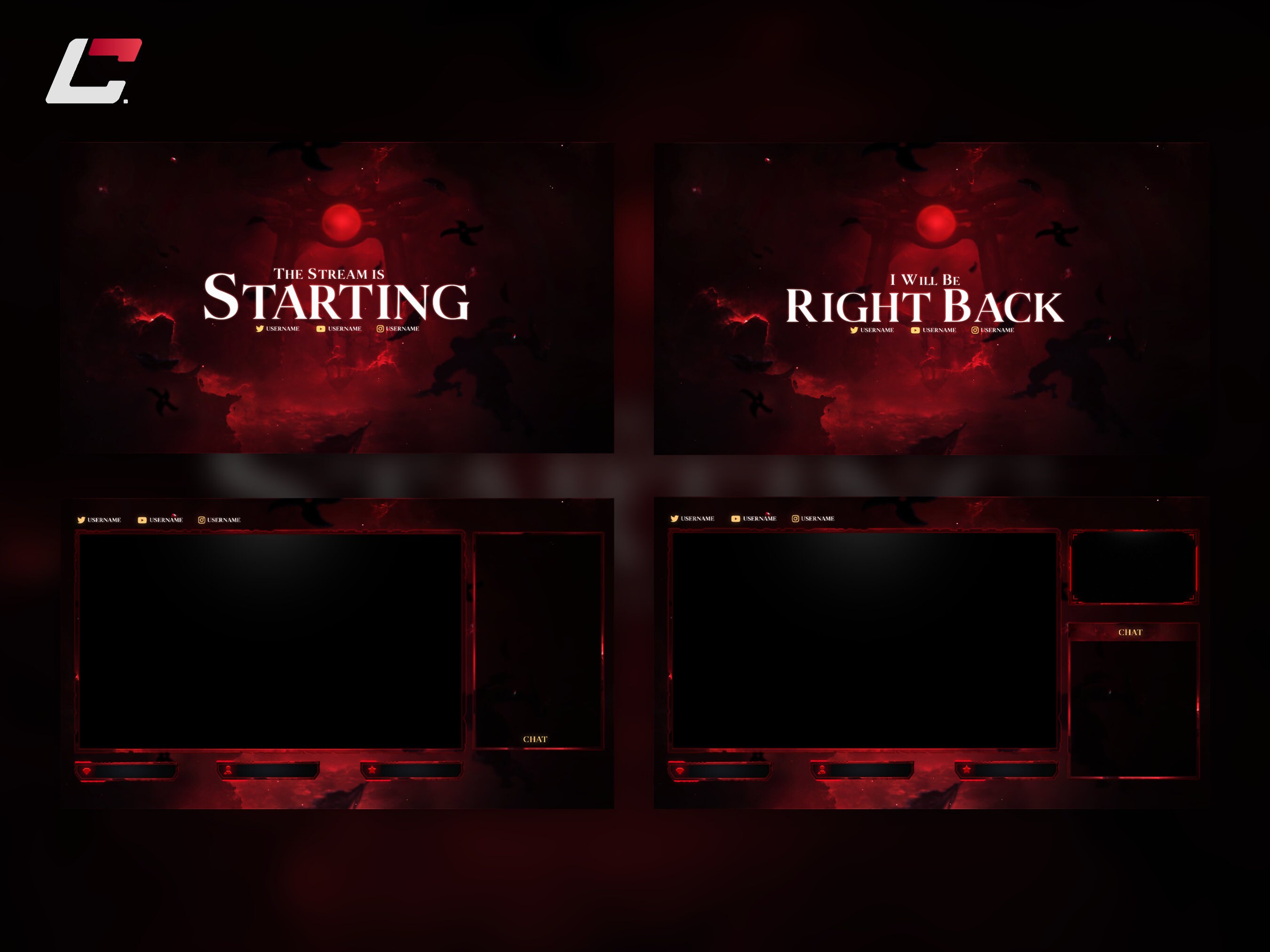 Animated Blood Moon Twitch Overlays - Complete Stream Package ...