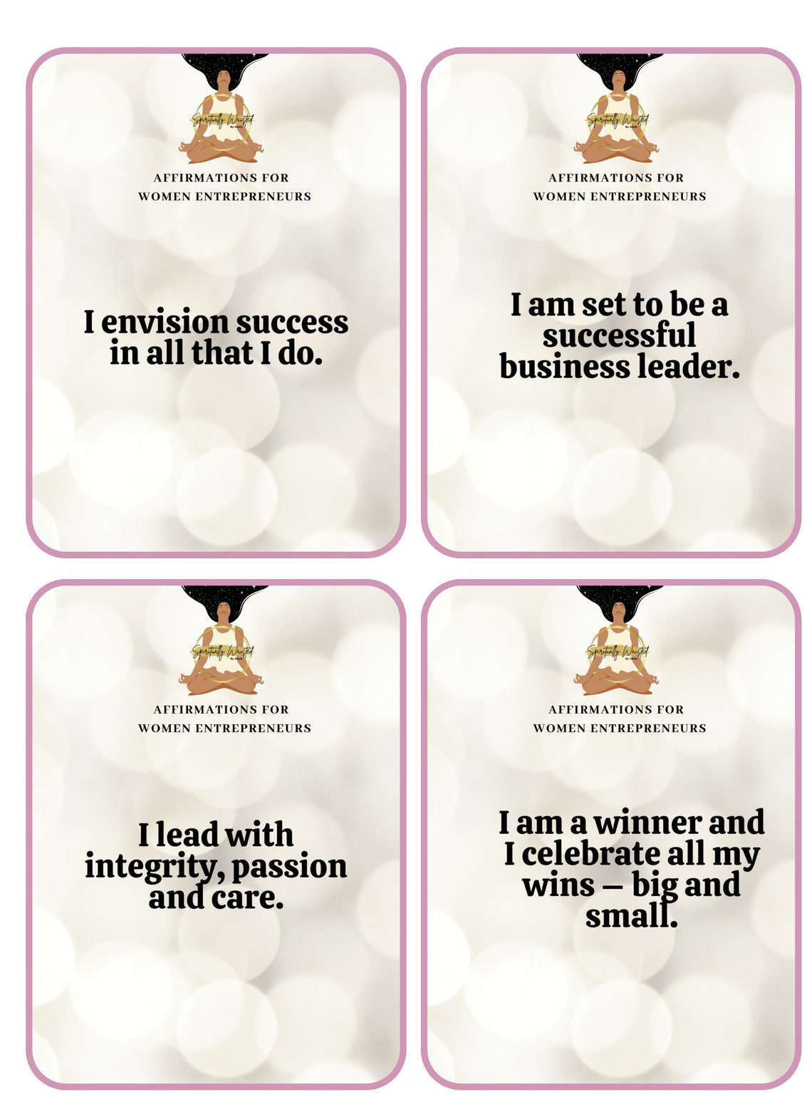Printable Affirmations Cards for Women Entrepreneur/ Motivational ...