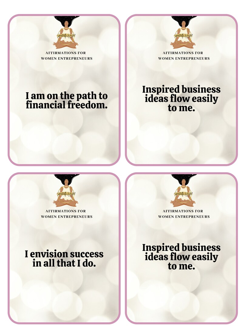 Printable Affirmations Cards for Women Entrepreneur/ Motivational ...