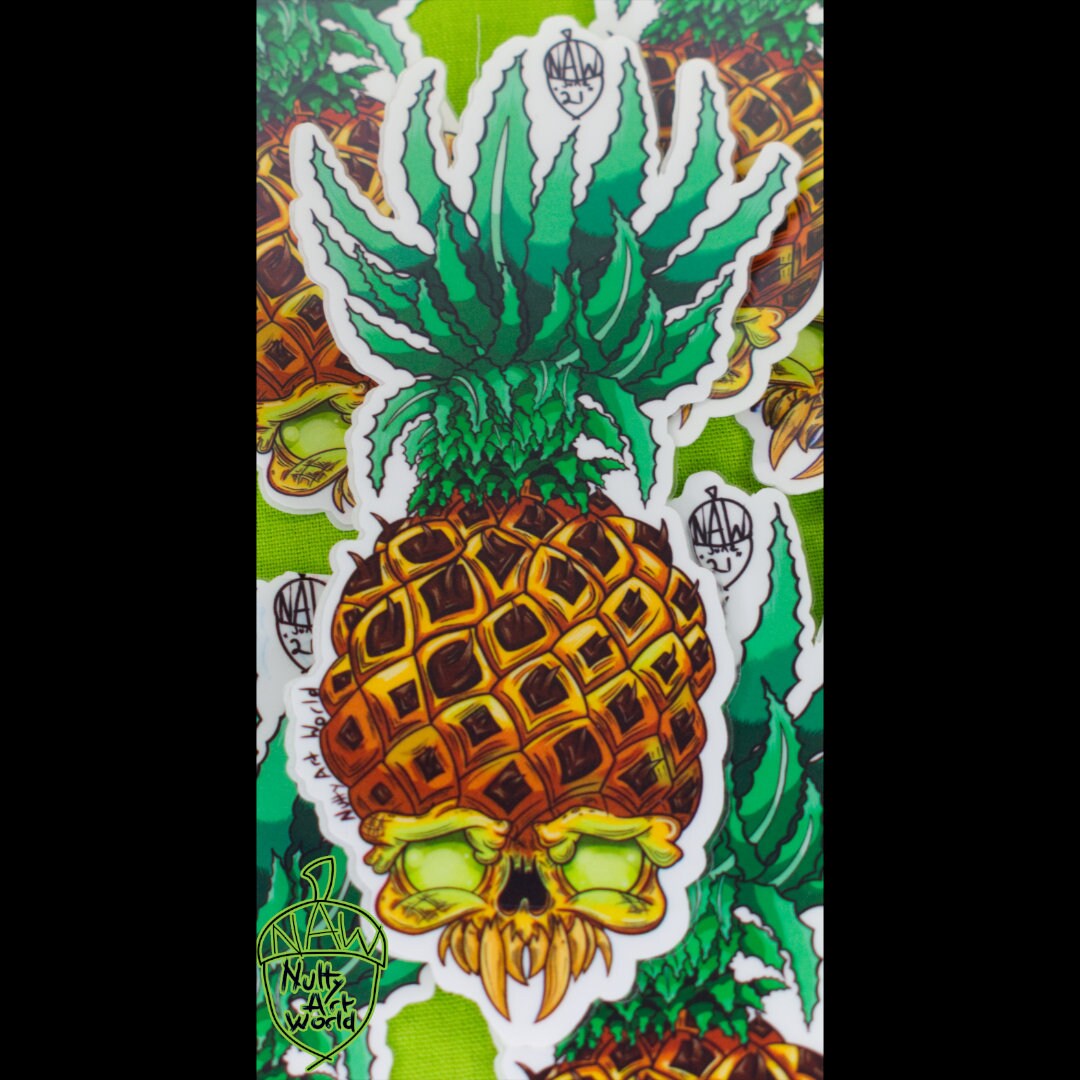 Pineapple Skull Sticker-adhesive-water N UV Proof- - Etsy