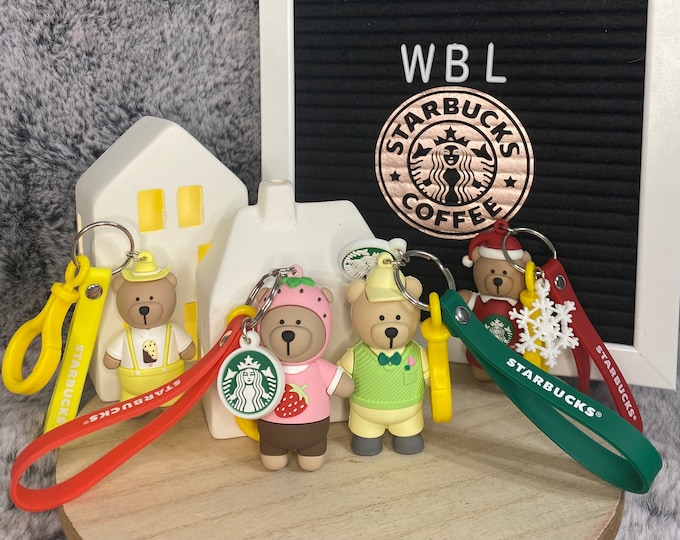 Starbucks Bearistas Keychain. Starbucks Keychains. Bear Keychain. - Etsy