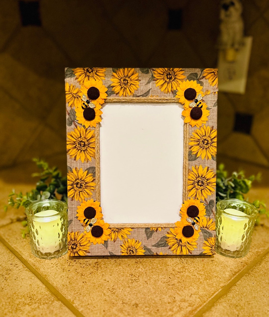 Sunflower Burlap Picture Frame - Etsy
