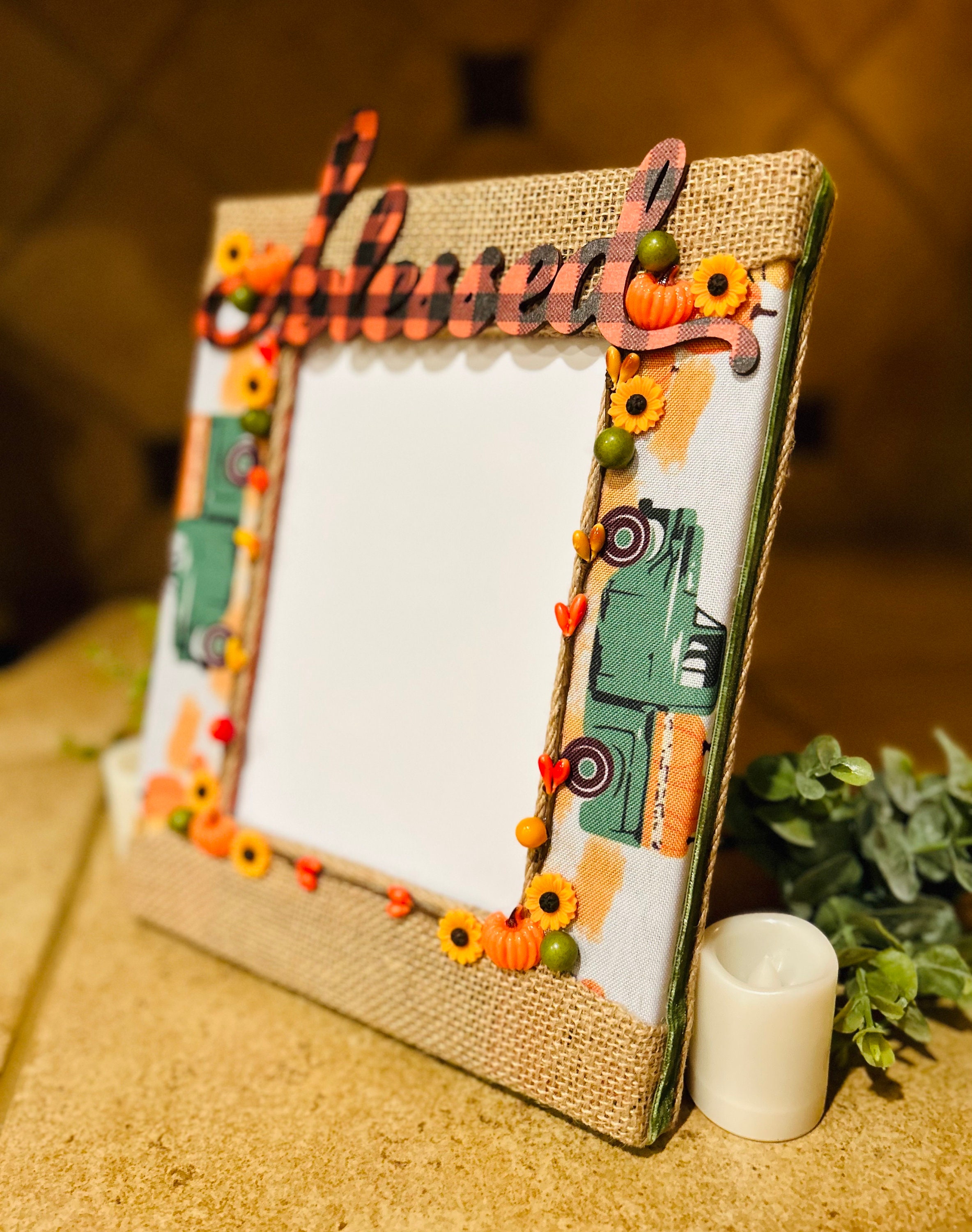 Fall Pick up Truck & Blessed Picture Frame - Etsy