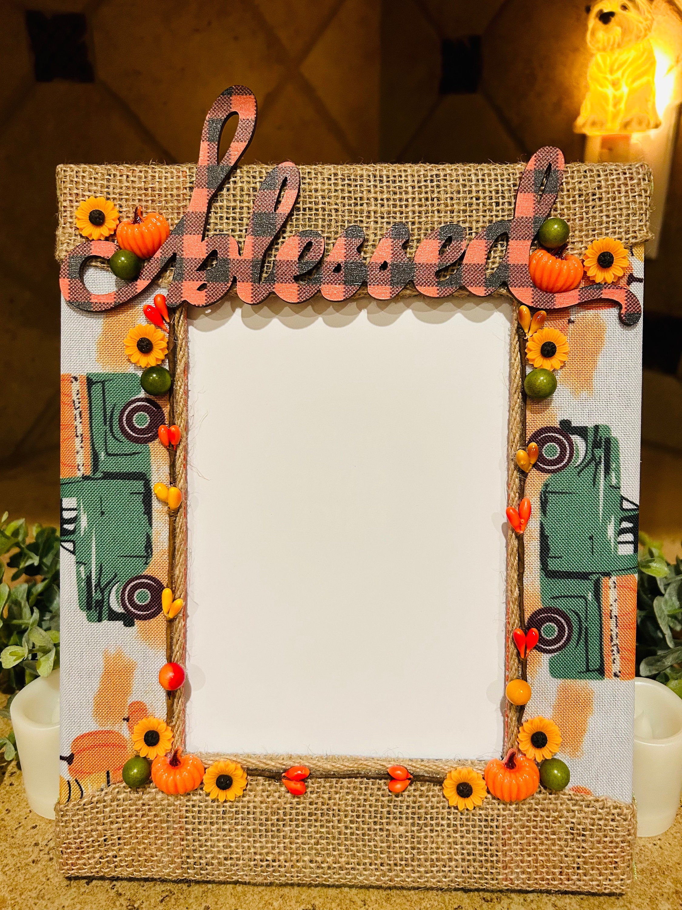 Fall Pick up Truck & Blessed Picture Frame - Etsy