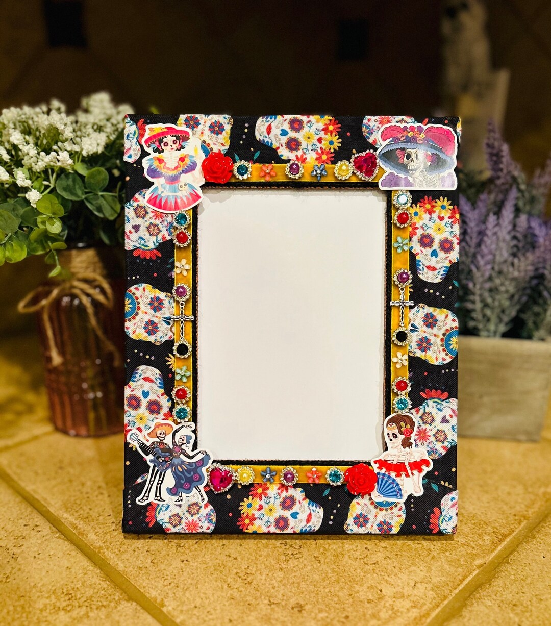 Day of the Dead Skull Head Picture Frame - Etsy