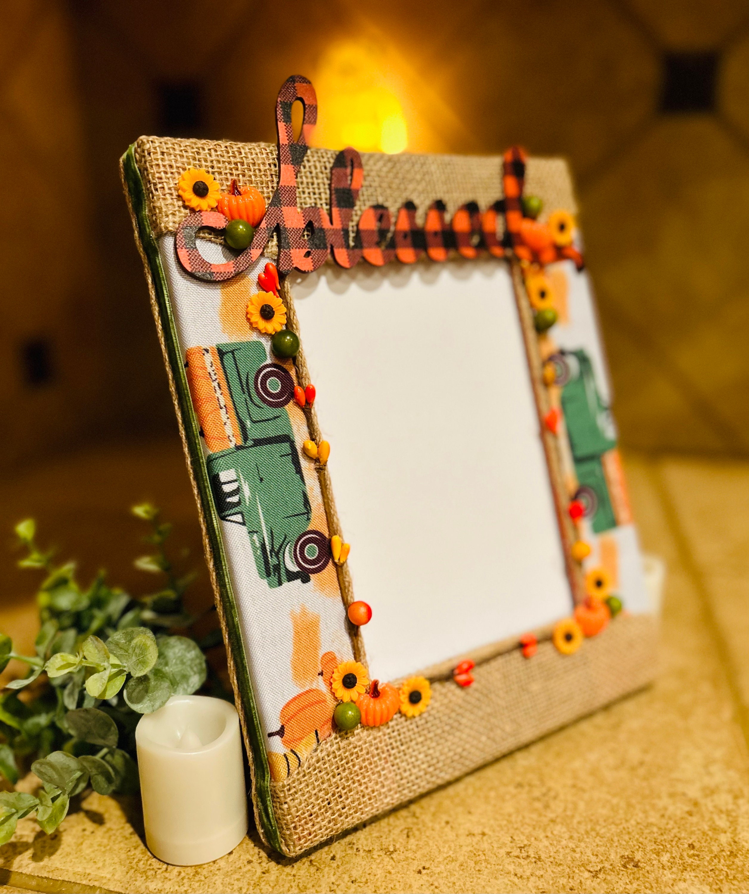 Fall Pick up Truck & Blessed Picture Frame - Etsy