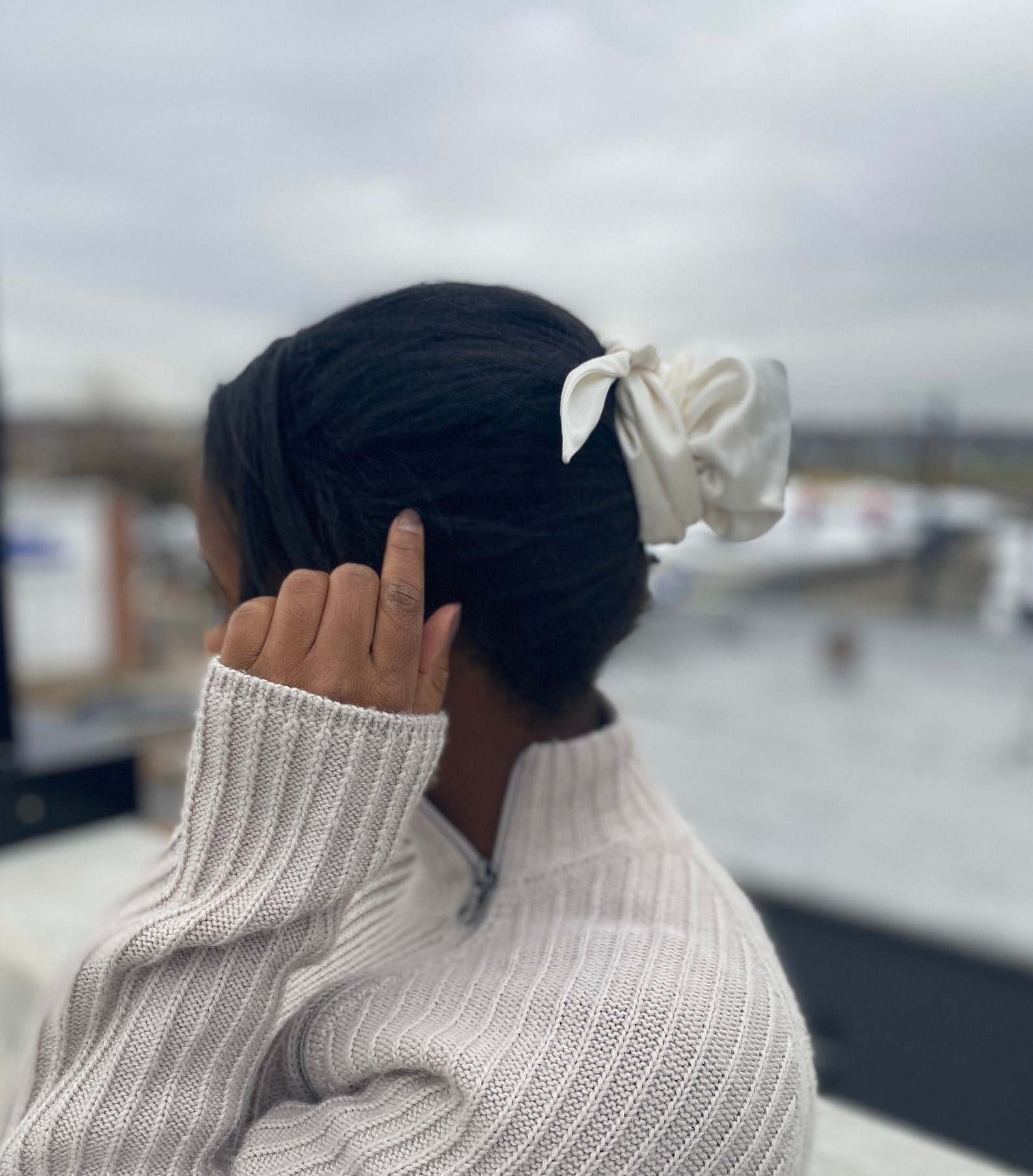 BEAUT BUNS Mulberry Silk Satin Hair Bun Cover in Ivory, 100% Silk Hair ...