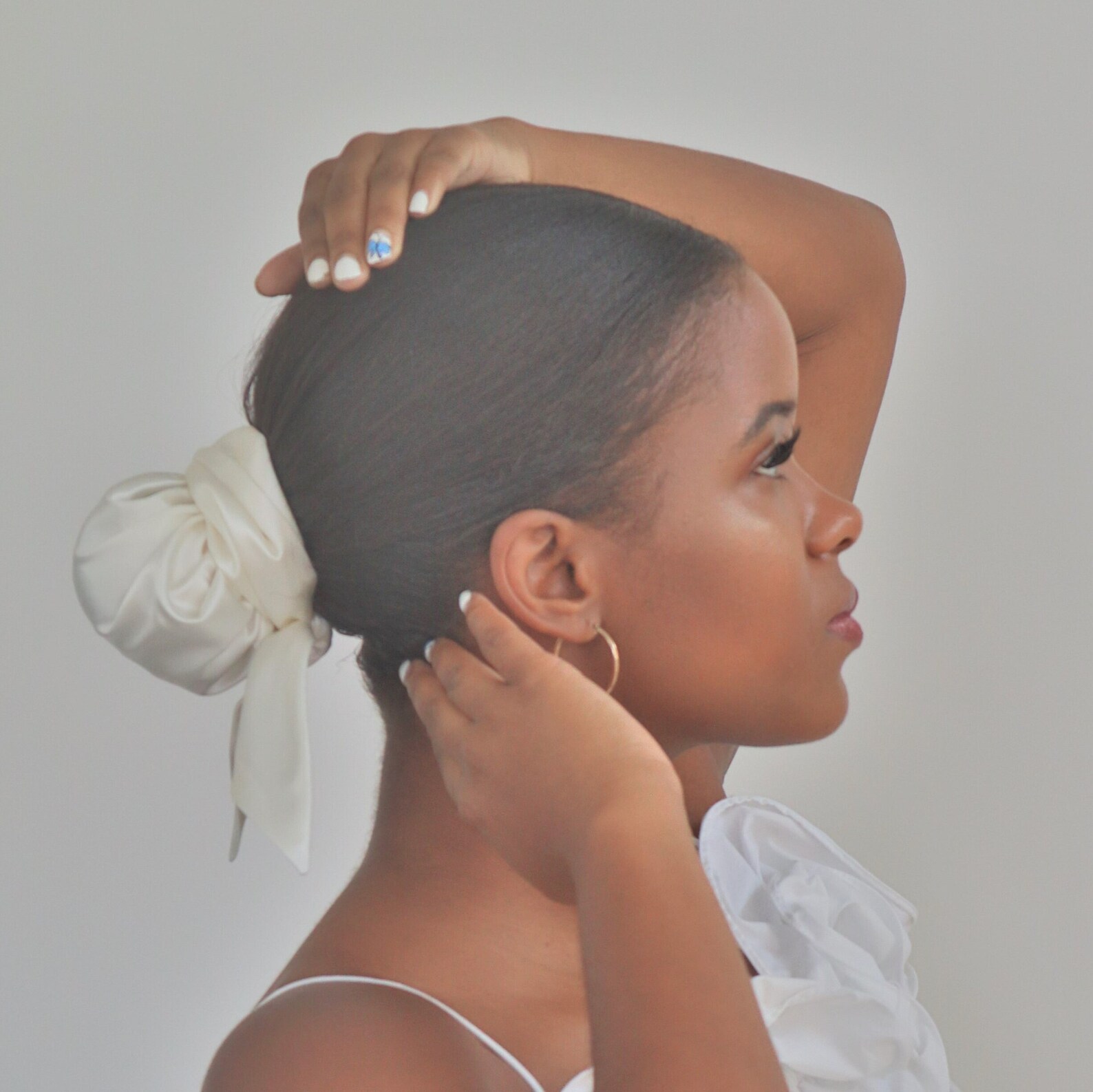 BEAUT BUNS Mulberry Silk Satin Hair Bun Cover in Ivory, 100% Silk Hair ...