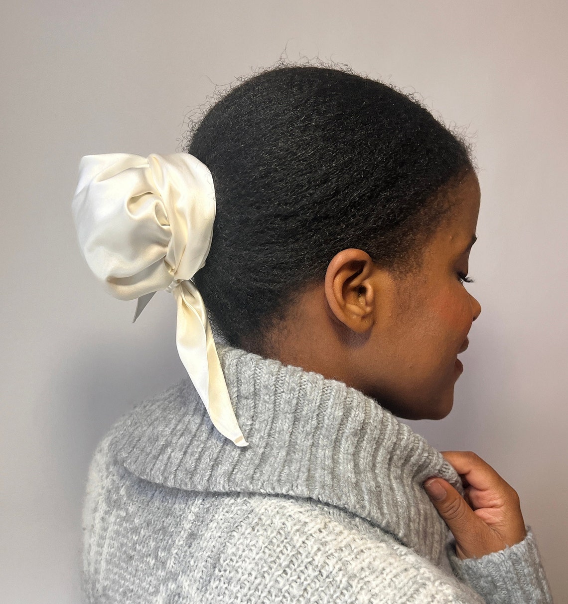 BEAUT BUNS Mulberry Silk Satin Hair Bun Cover in Ivory, 100% Silk Hair ...