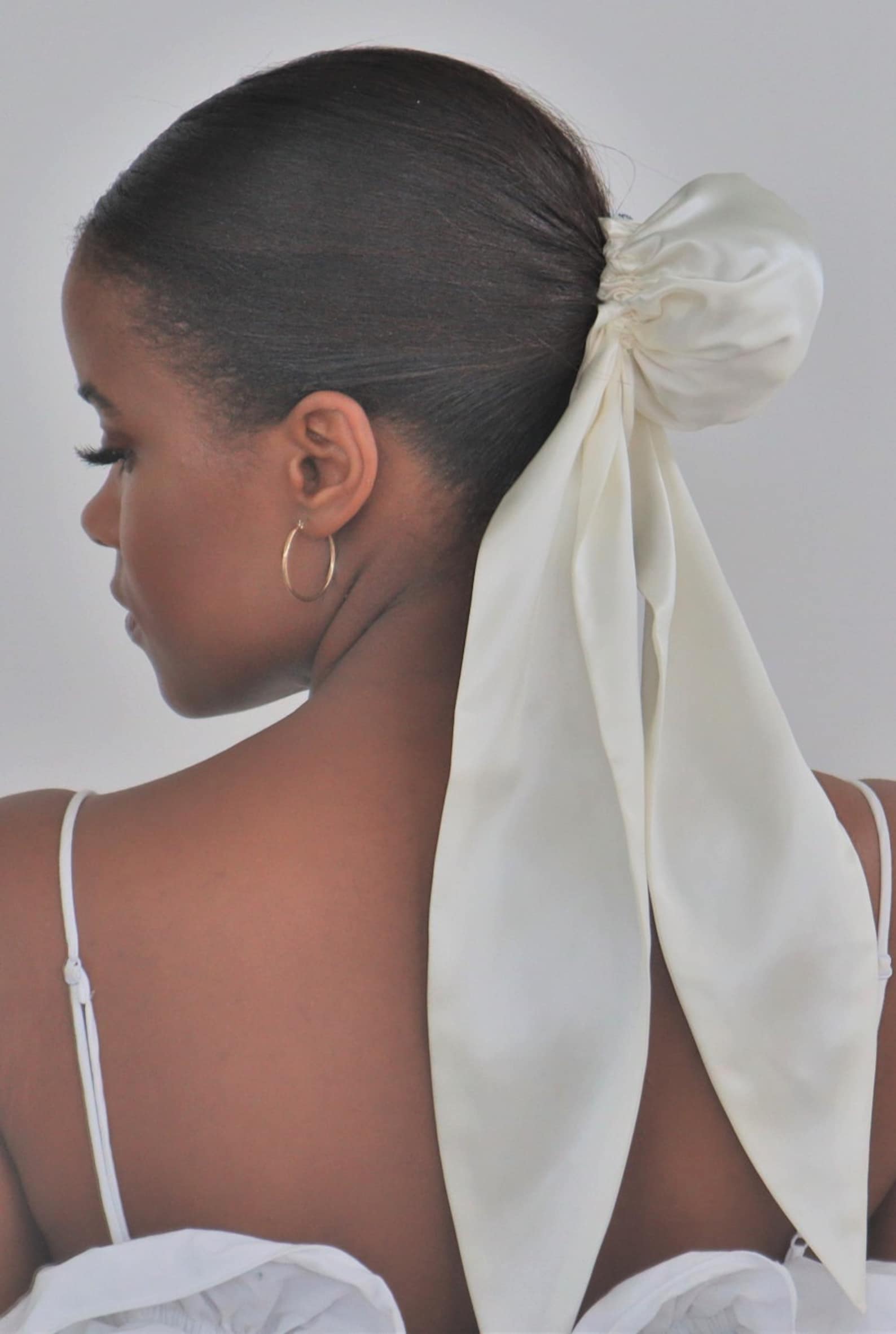 BEAUT BUNS Mulberry Silk Satin Hair Bun Cover in Ivory, 100% Silk Hair ...