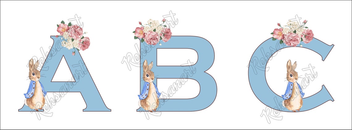 Bunny Rabbit Alphabet, Clipart, Digital Download , Pdf and Svg - Etsy ...