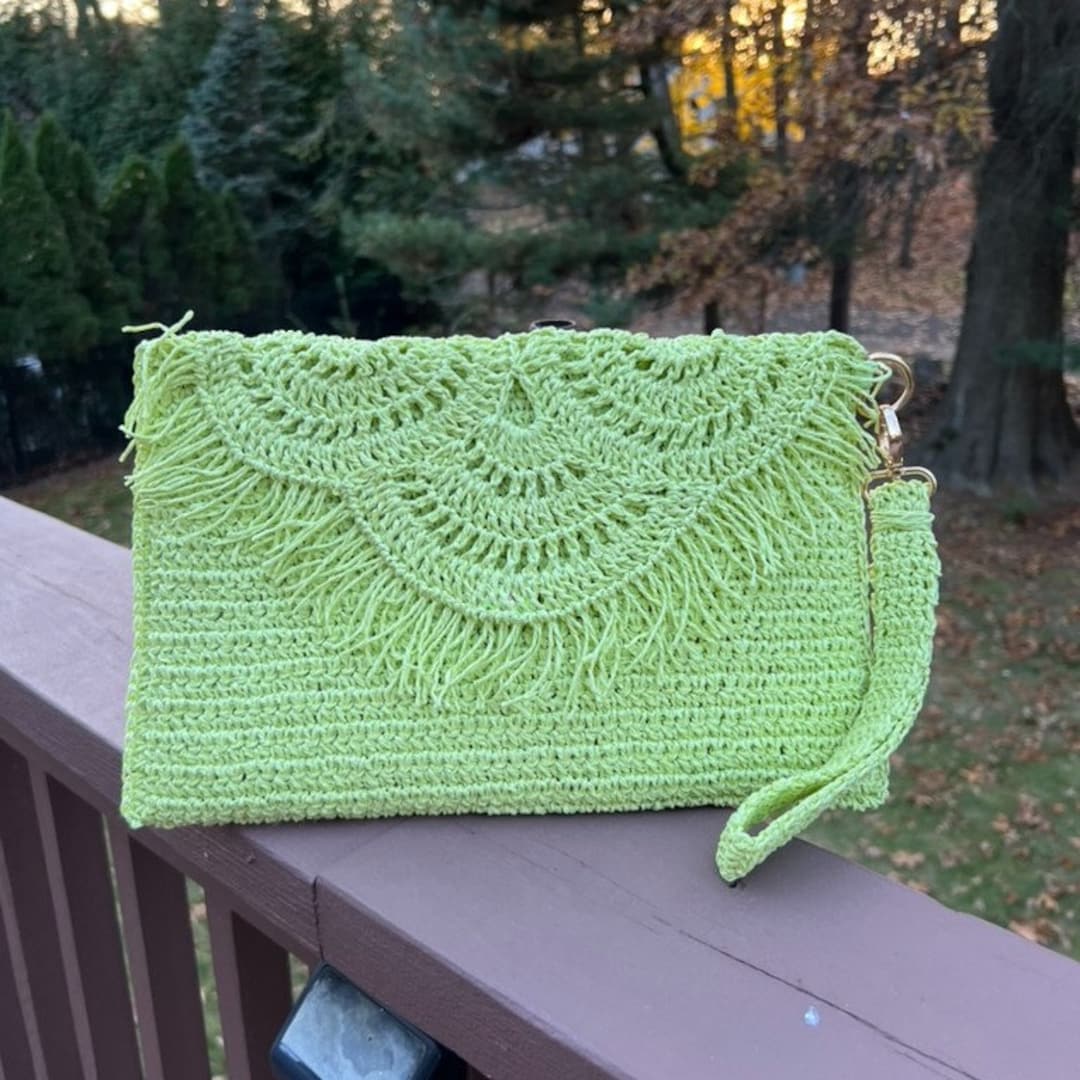 Handmade Crochet Light Green Bag Handmade Bag for Women Hand Bag Gift ...